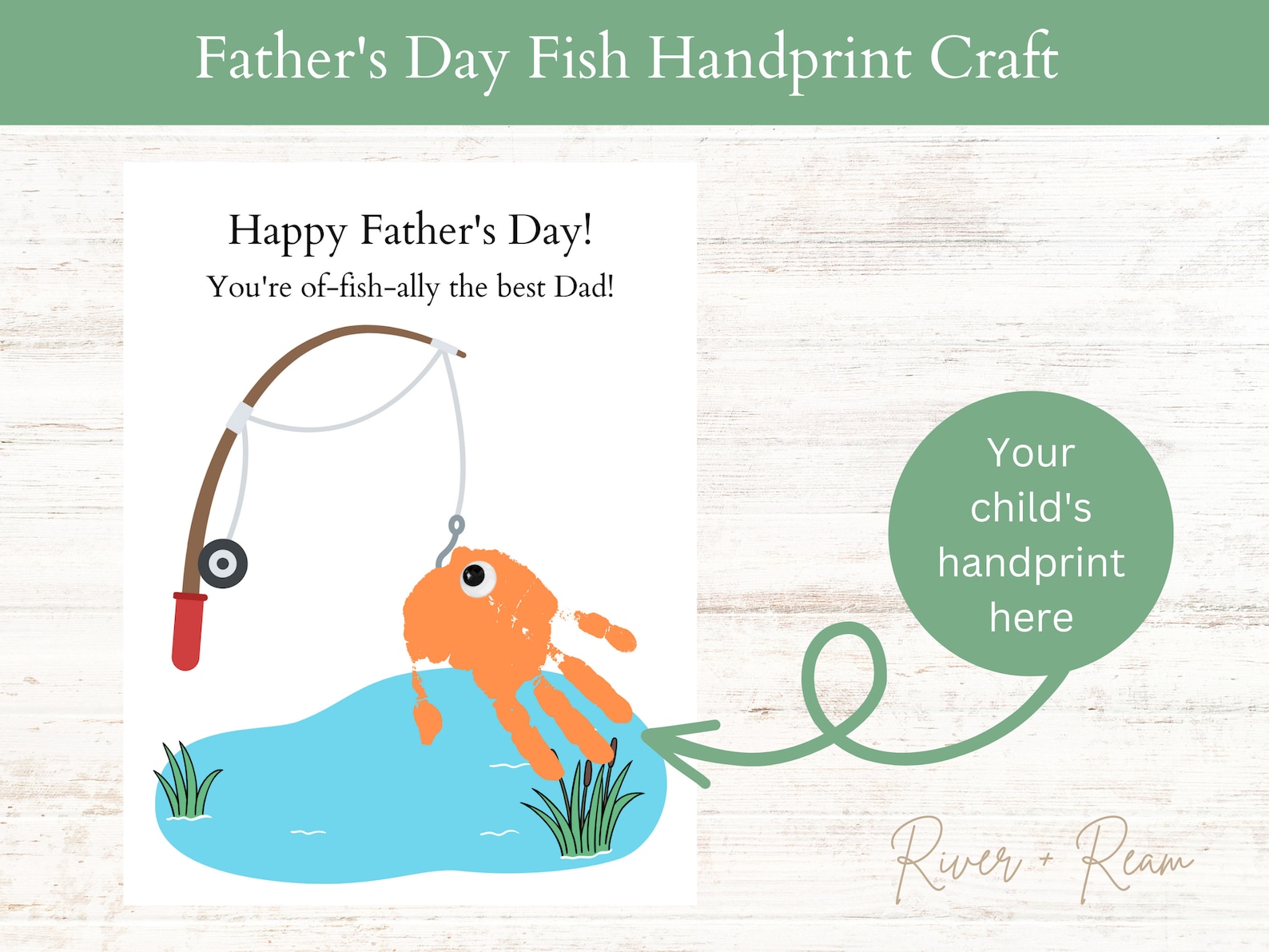 Father's Day Fishing Handprint Craft, Printable, Kid Craft for Dad ...