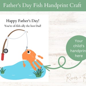 Father's Day Fishing Handprint Craft, Printable, Kid Craft for Dad ...
