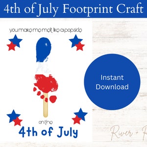 4th of July Popsicle Footprint Craft, Printable, Kid Craft, Daycare ...