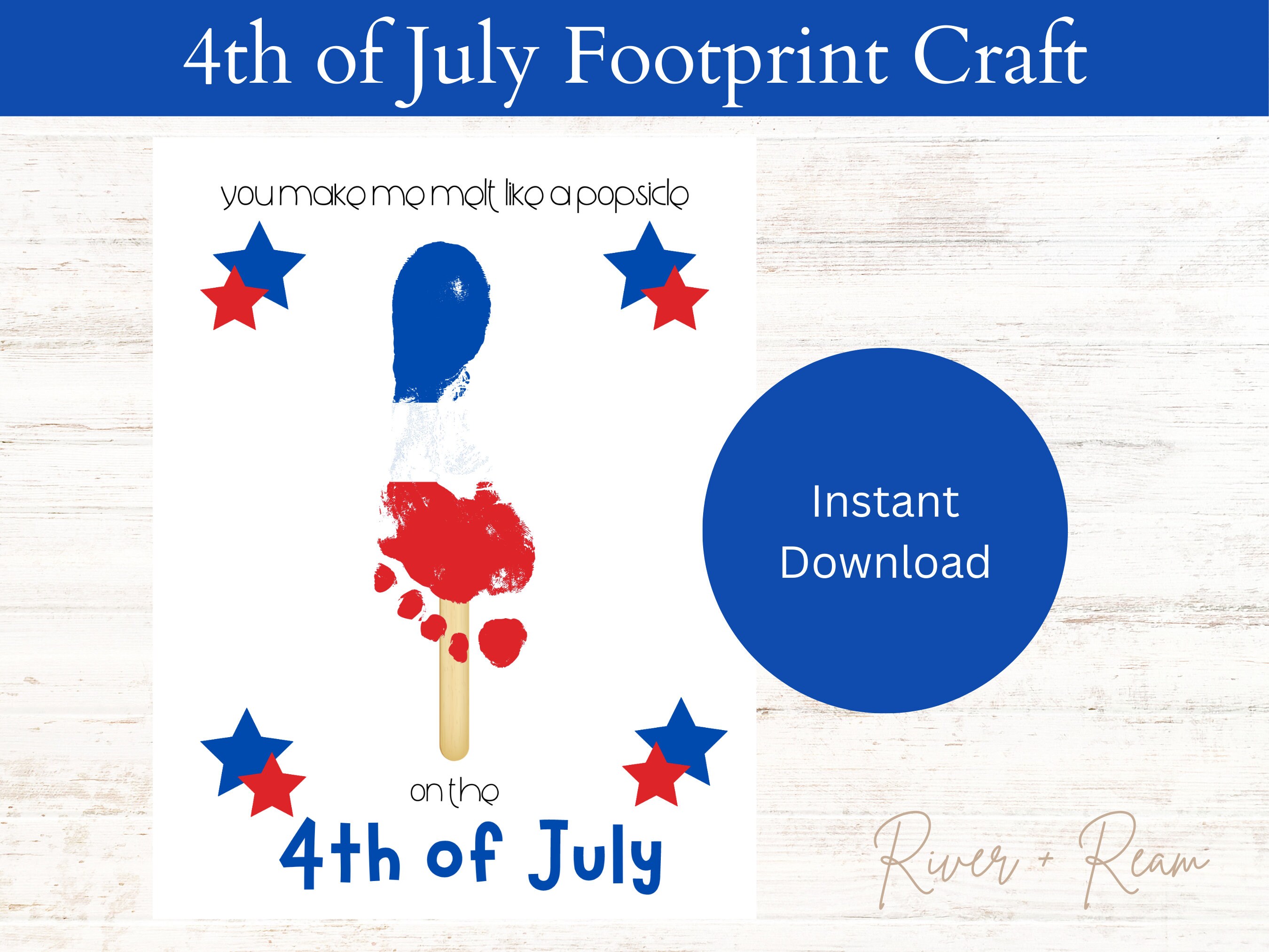4th of July Popsicle Footprint Craft, Printable, Kid Craft, Daycare ...
