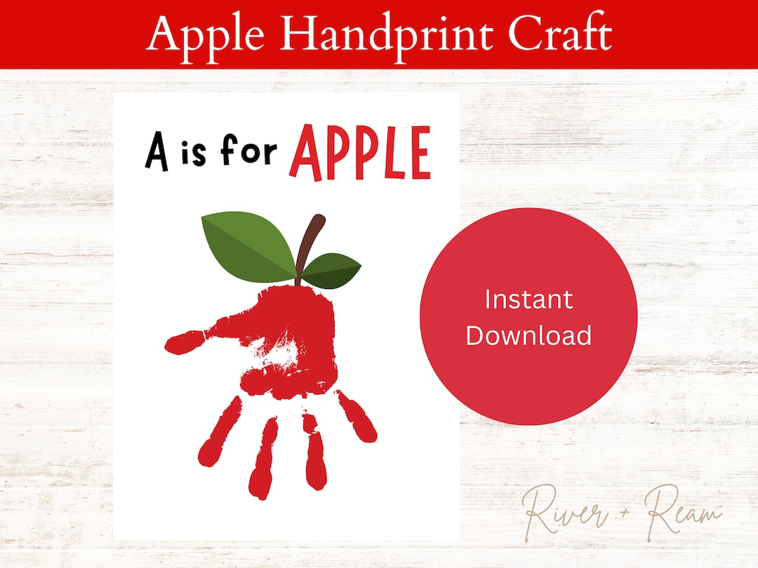 Apple Handprint Craft, Printable, Kid Craft, Daycare Activity, Keepsake ...