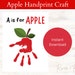 Apple Handprint Craft, Printable, Kid Craft, Daycare Activity, Keepsake ...