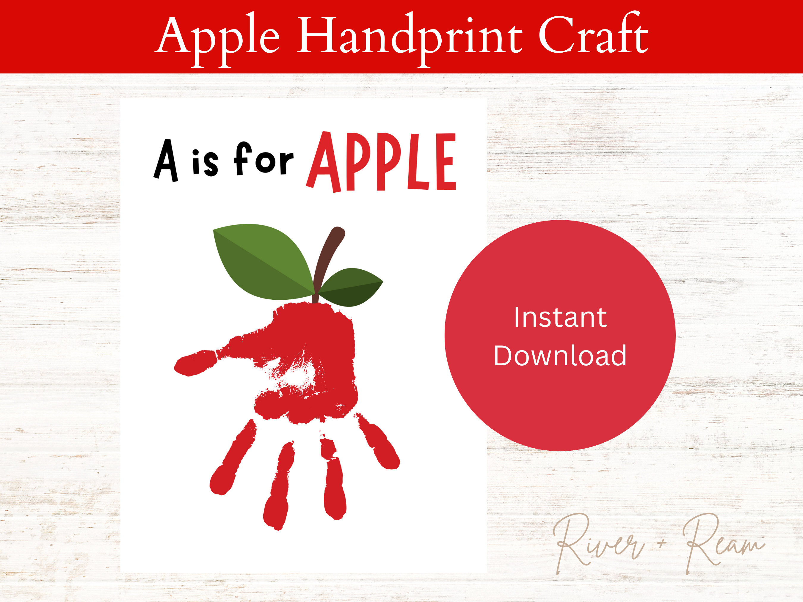 Apple Handprint Craft, Printable, Kid Craft, Daycare Activity, Keepsake ...