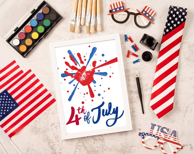 Kids Fourth of July Handprint Craft Printable Activity Independence Day ...