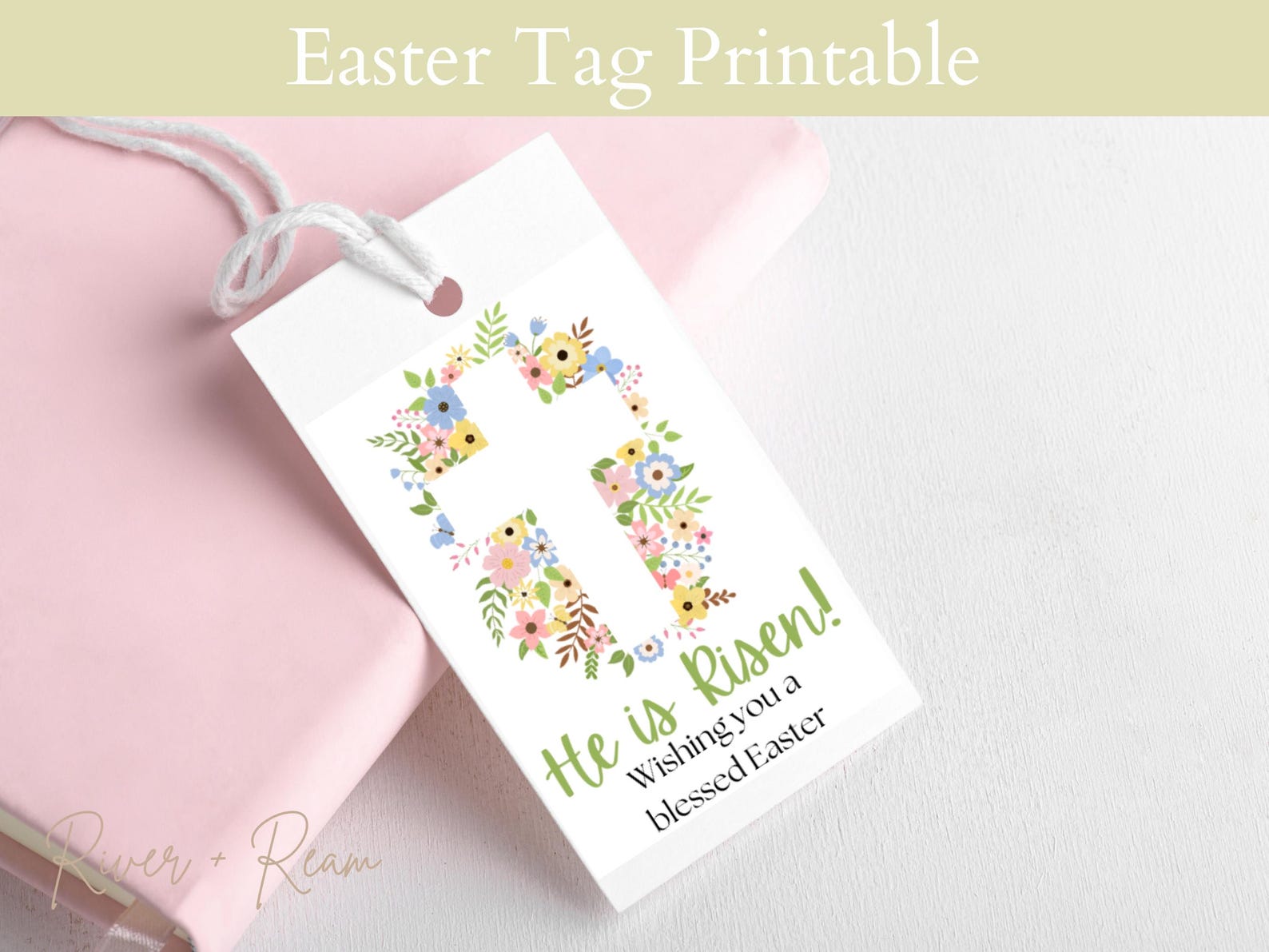 He is Risen Easter Printable Tag Instant Download DIY Easter Tag Party ...