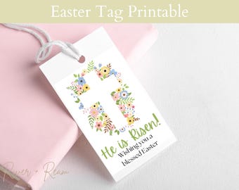 He is Risen Easter Printable Tag | Instant Download | DIY Easter Tag ...