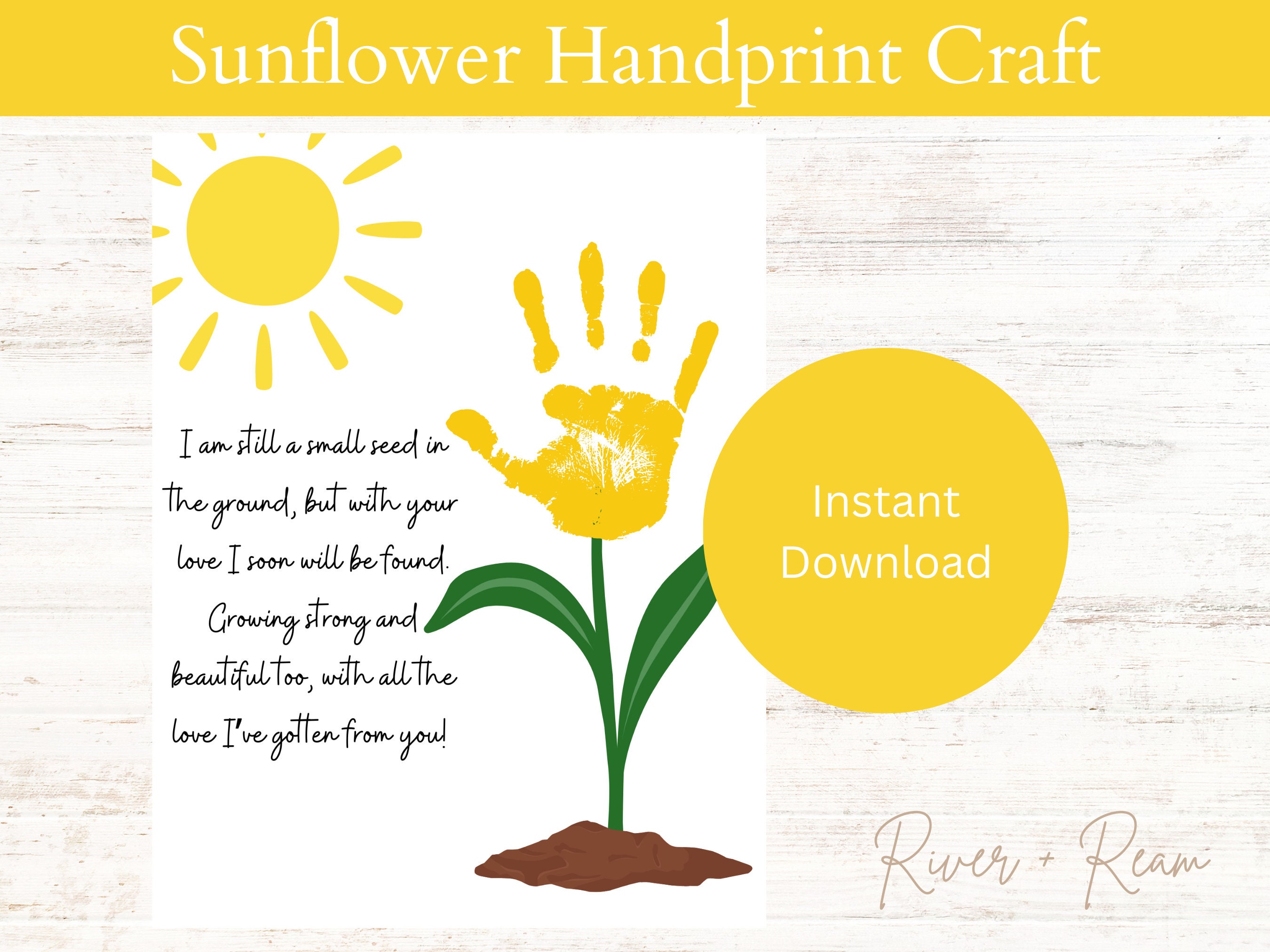 Sunflower Handprint Craft, Printable, Kid Craft, Daycare Activity ...