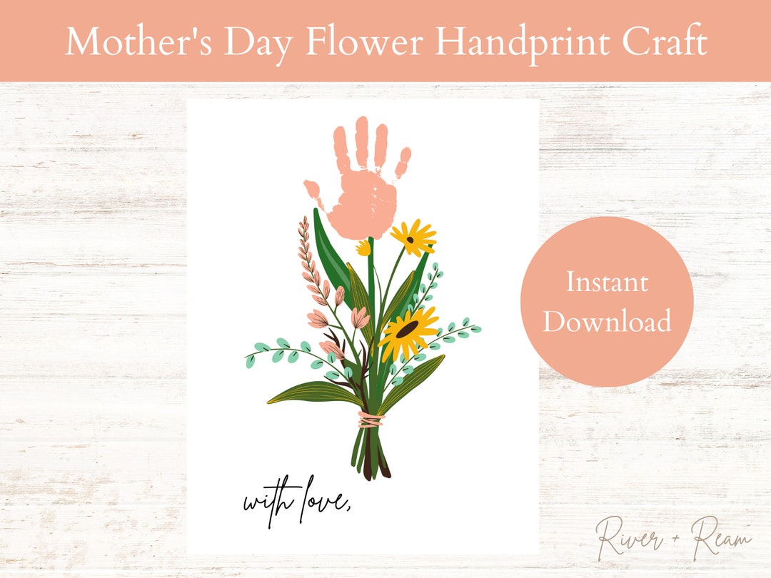 Mother's Day Flower Handprint Craft, Printable, Kid Craft for Mom ...