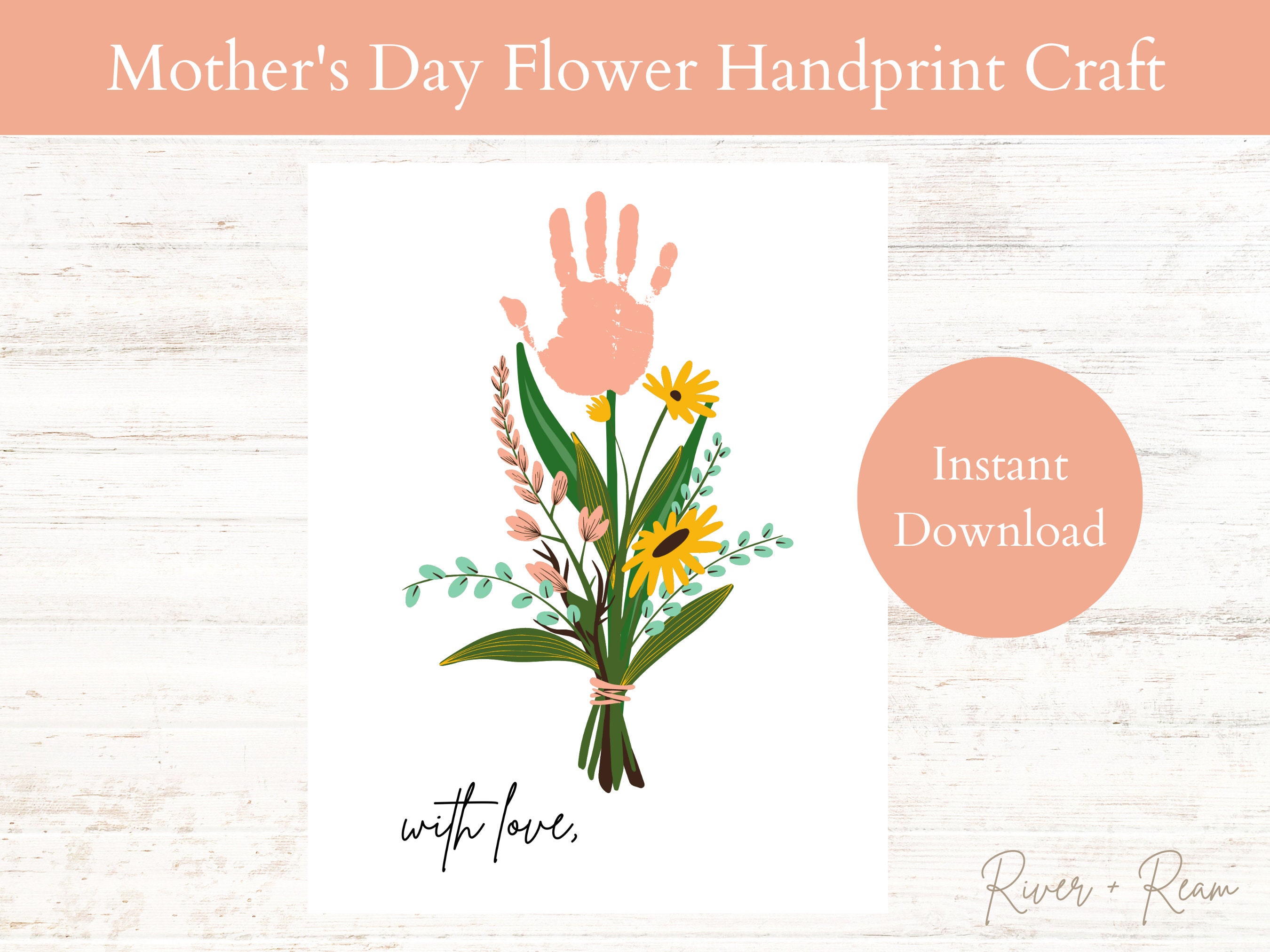 Mother's Day Flower Handprint Craft, Printable, Kid Craft for Mom ...