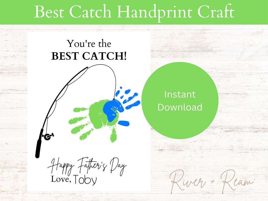 Best Catch Father's Day Footprint Craft, Printable, Kid Craft for Mom ...