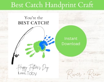 Father's Day Fishing Handprint Craft, Printable, Kid Craft for Dad ...