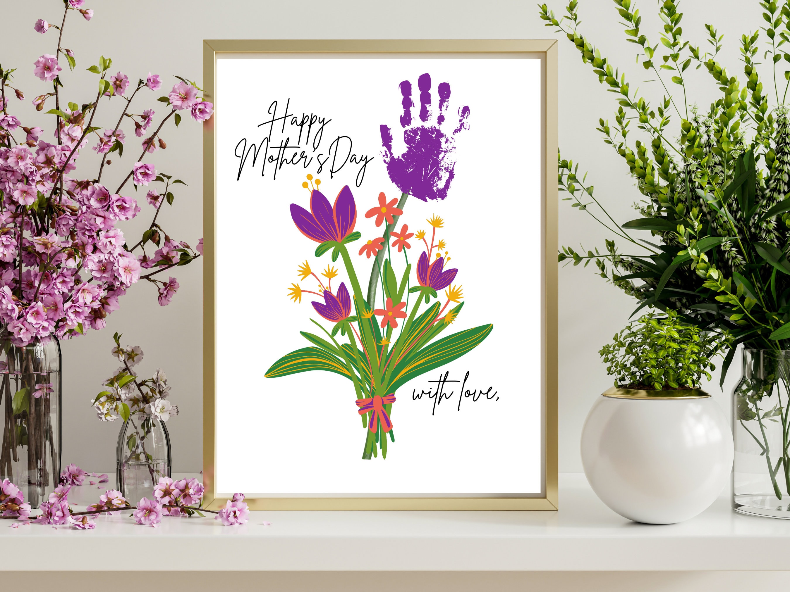 Mother's Day Flower Handprint Craft, Printable, Kid Craft for Mom ...
