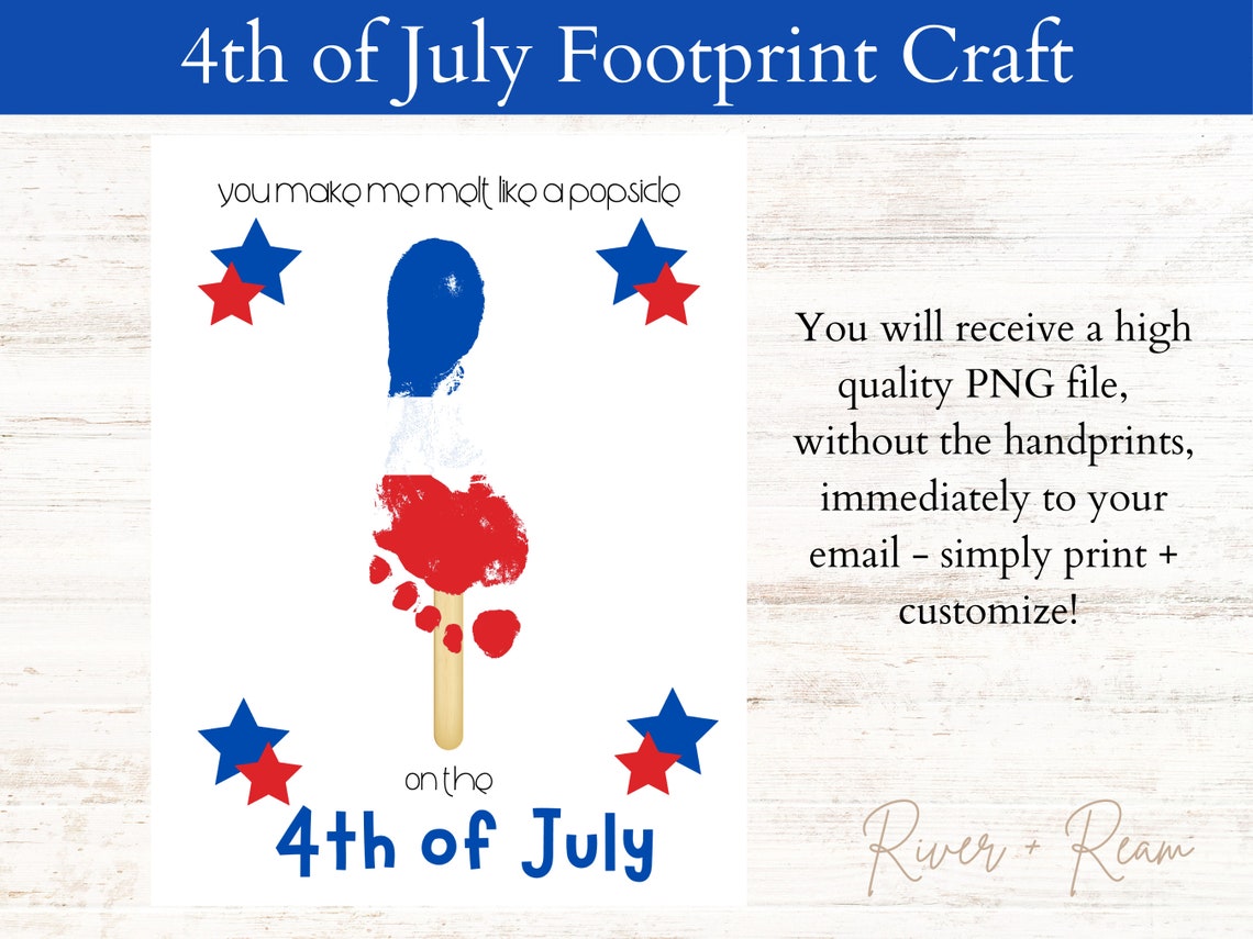 4th of July Popsicle Footprint Craft, Printable, Kid Craft, Daycare ...