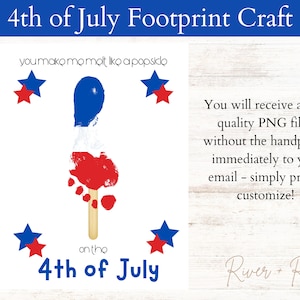 4th of July Popsicle Footprint Craft, Printable, Kid Craft, Daycare ...