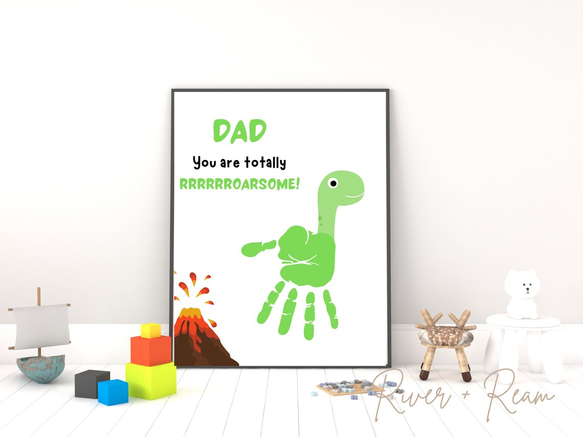 Dino Dad Handprint Craft, Printable, Kid Craft for Dad, Daycare ...