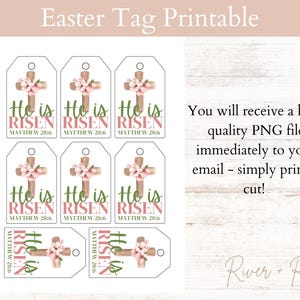 He is Risen Easter Printable Tag | Instant Download | DIY Easter Tag ...