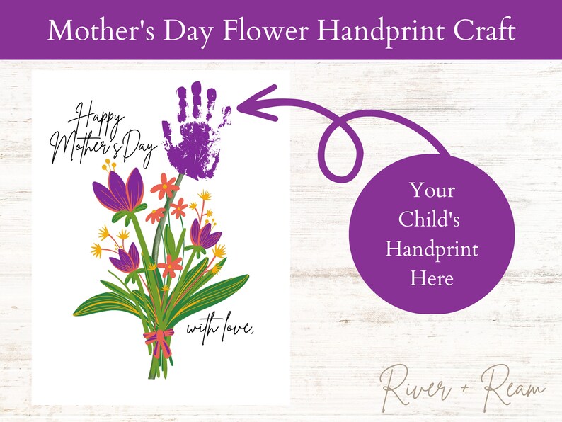 Mother's Day Flower Handprint Craft, Printable, Kid Craft for Mom ...