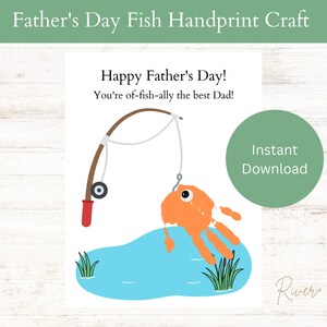 Father's Day Fishing Handprint Craft, Printable, Kid Craft for Dad ...