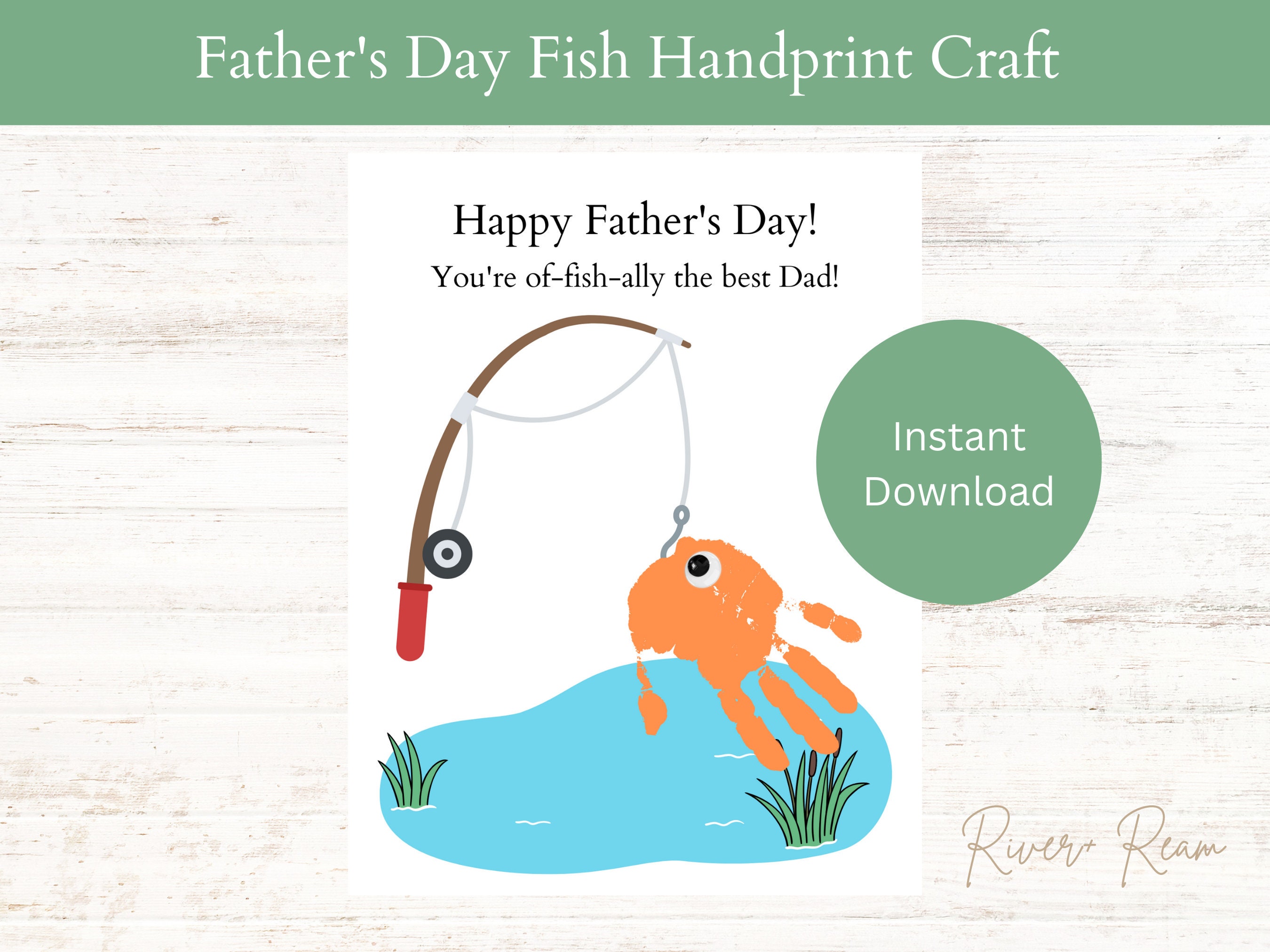 Father's Day Fishing Handprint Craft, Printable, Kid Craft for Dad ...