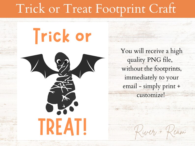 Bat Footprint Craft, Trick or Treat, Printable, Kid Craft, Daycare ...