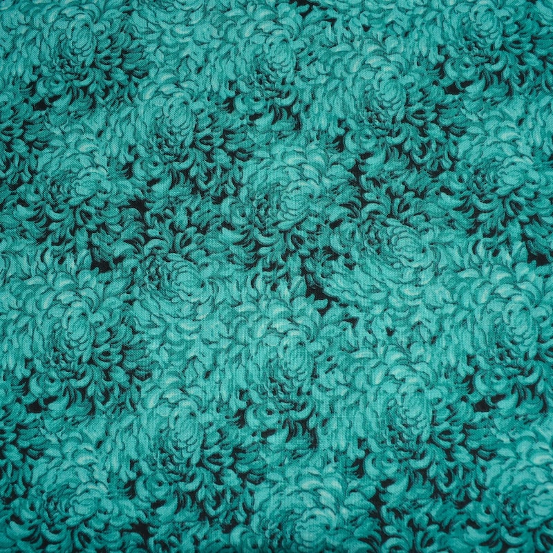 Teal Floral Fabric - Etsy