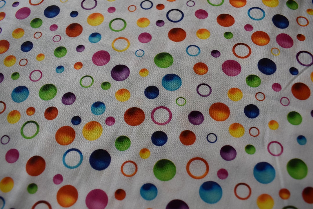Bubbles Multi-color on White Fabric - Etsy