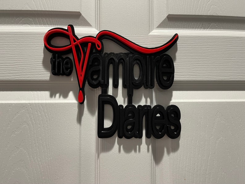 The Vampire Diaries Wall Display - Black | Red V | Sizes: Regular ...