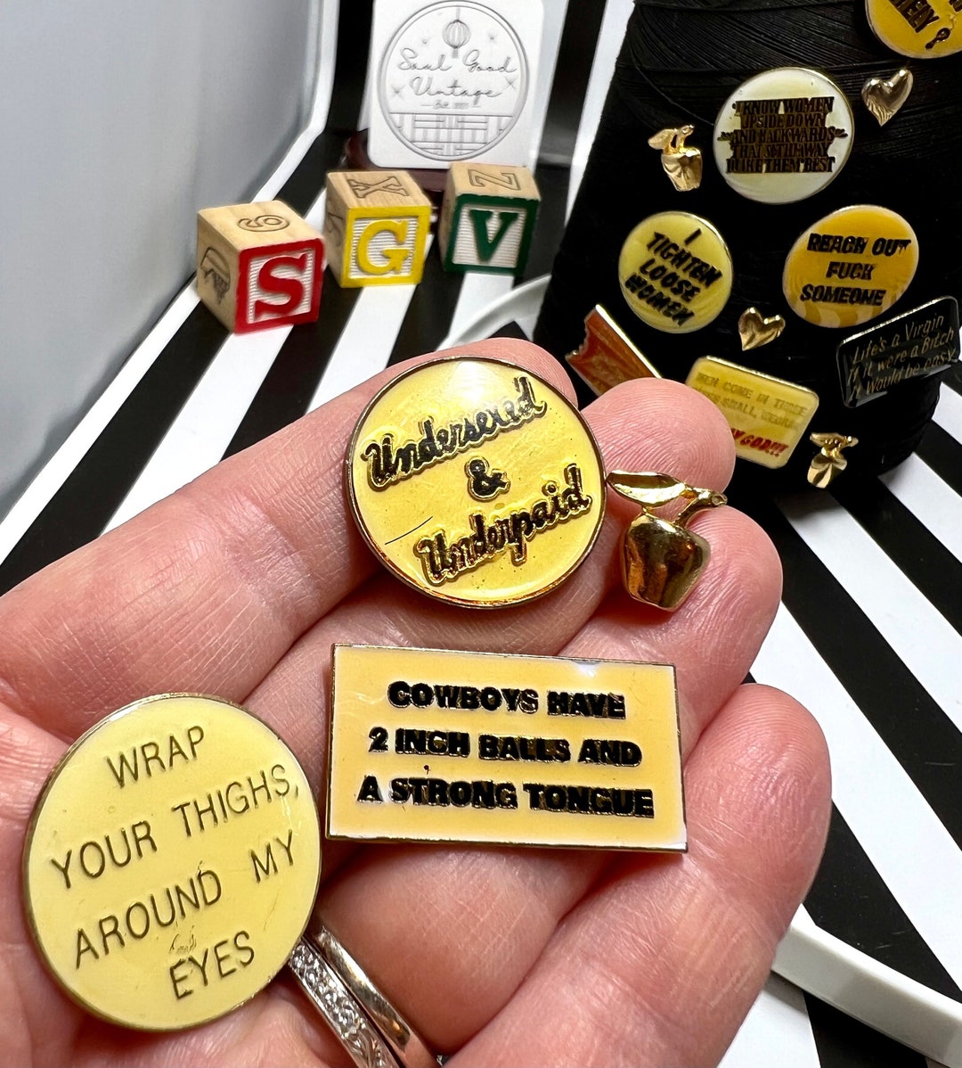 Tvma/adults Only! Vintage Enamel Pins for Mature Audiences, 1970s-80s, NOS, Get Your Bare ...