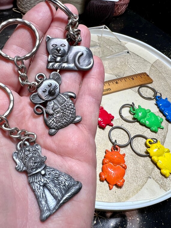 Frenemies! Dog + Cat + Mouse Metal/Enamel, Pewter Key… - Gem