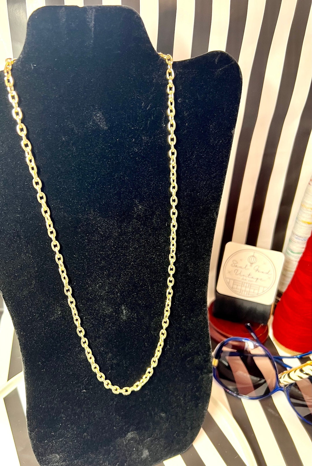 Gold! Vintage 1990s NOS Shiny Gold Plated Cable Chain Necklace 24 ...