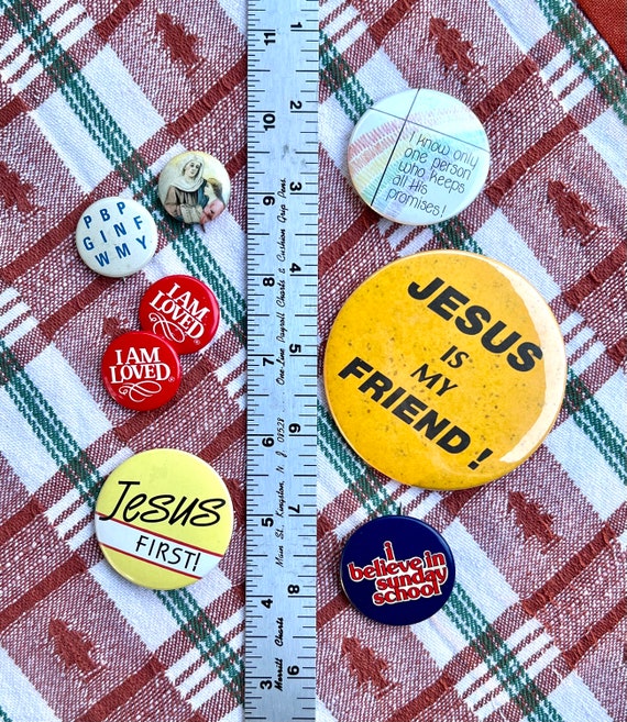 Jesus! Retro Rescue + NOS metal Jesus buttons 1980s-9… - Gem
