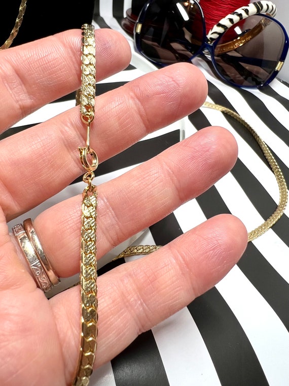 Vintage Chunky Gold Herringbone Chain, 1990s Mob Wife… - Gem
