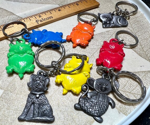 Frenemies! Dog + Cat + Mouse Metal/Enamel, Pewter Key… - Gem