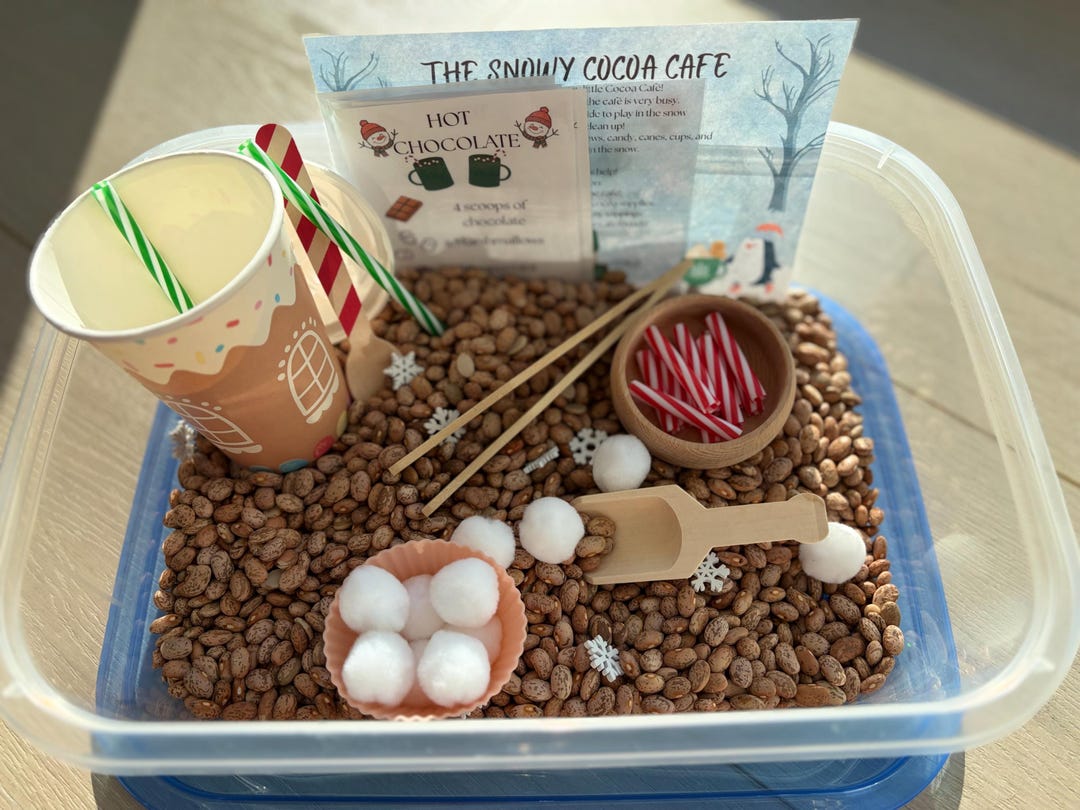Hot Cocoa Sensory Bin | Snowy Cocoa Café Sensory Play Kit | Winter ...