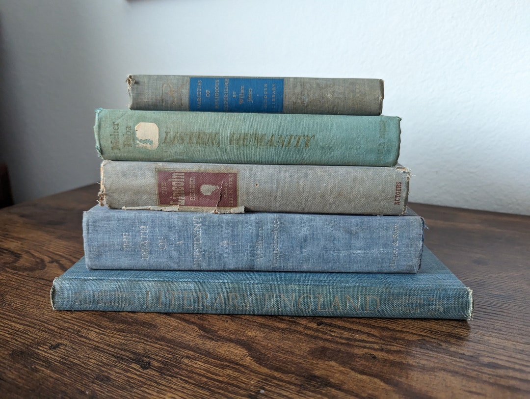 Vintage Clothbound Book Stack for Décor Stack of 5 Blue - Etsy
