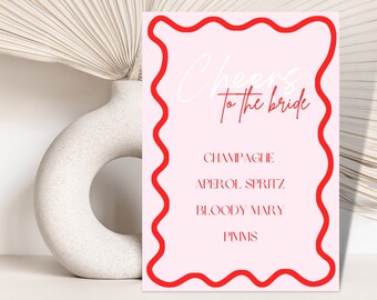 Invitation Pink Red Wavy Editable Template Instant Download - Etsy