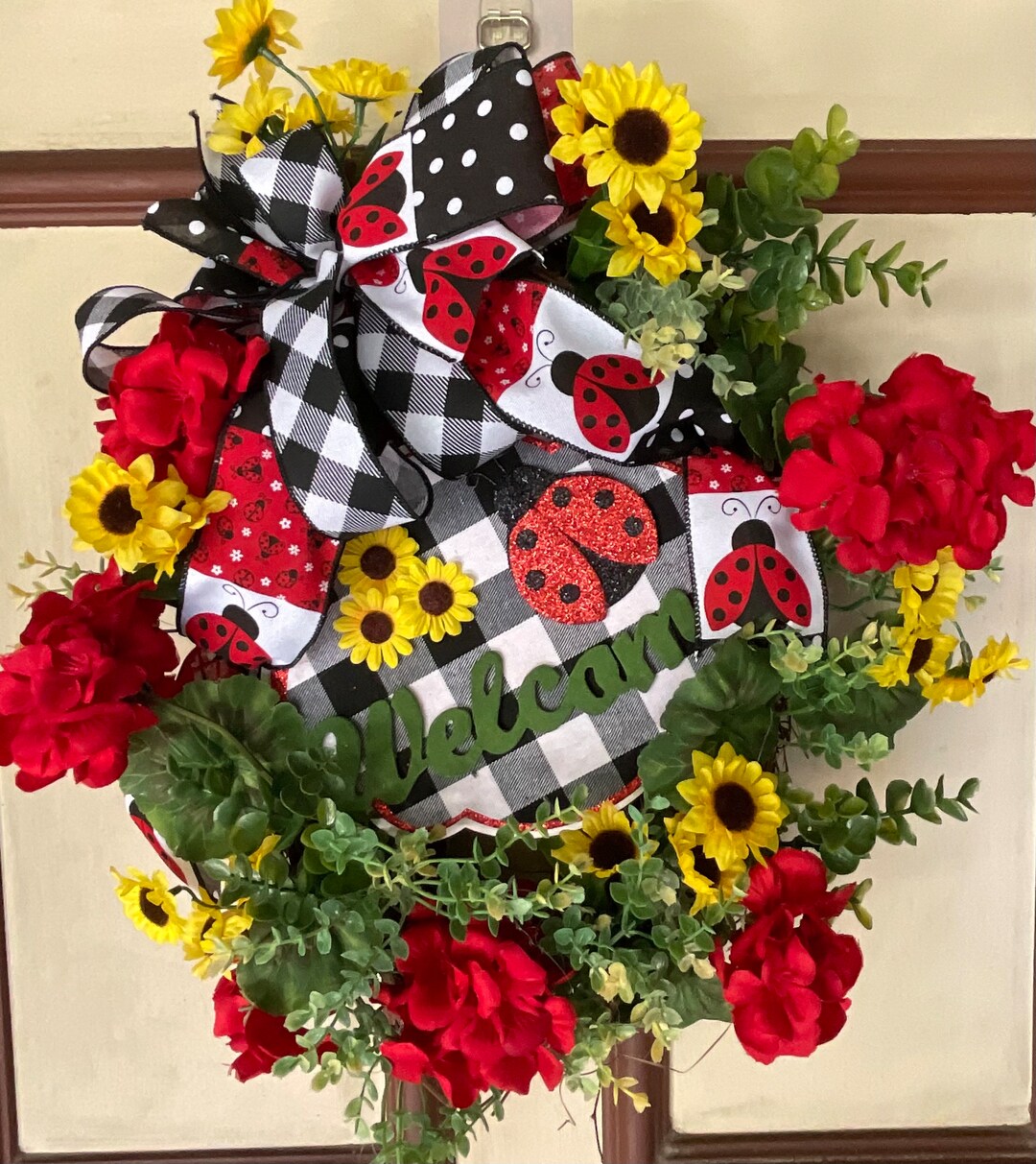 Welcome Ladybugs Wreath for Front Door, Tiny Home Decor, Wall ...