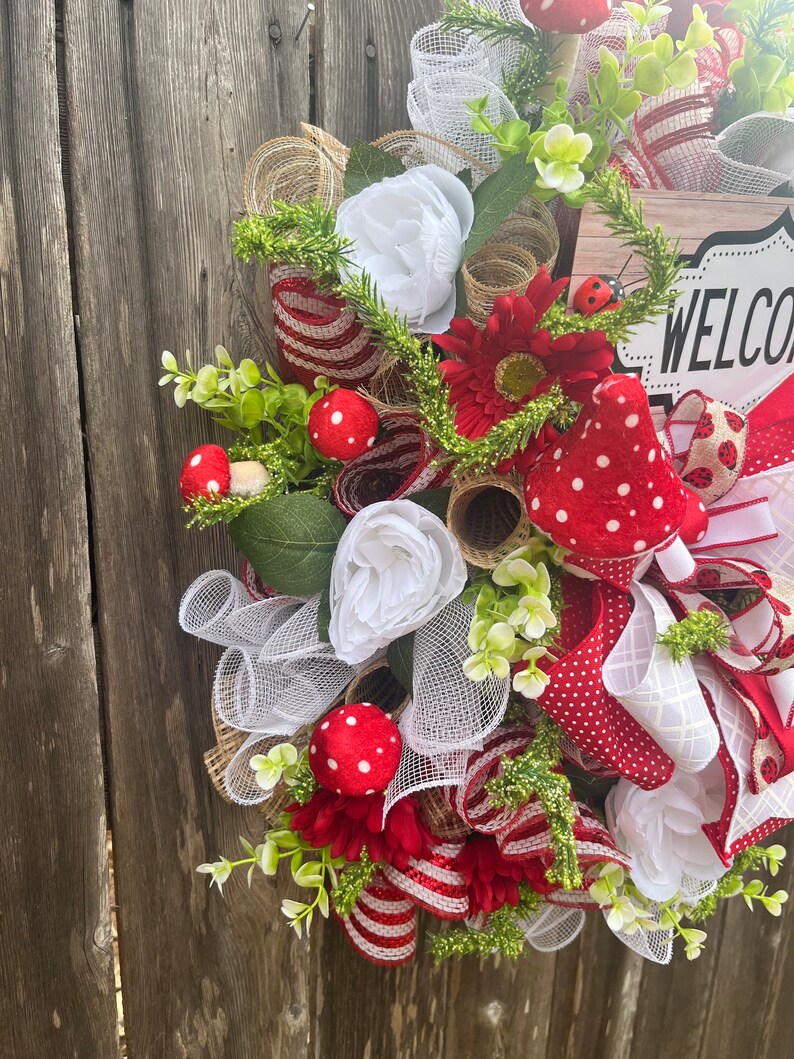 Spring Wreath for the Front Door With Mushrooms, Spring and Summer ...