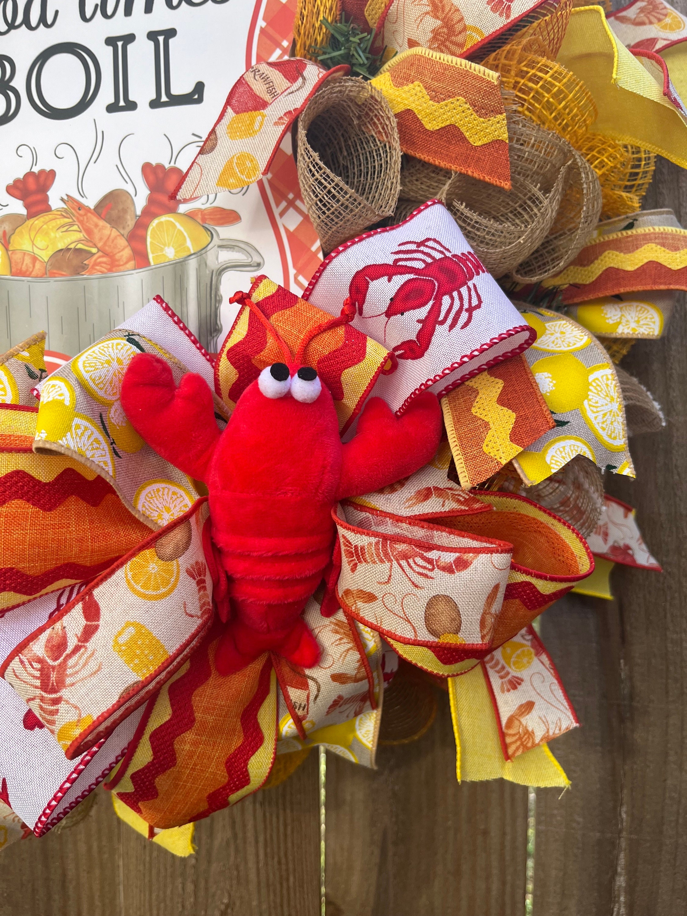 Crawfish Door Wreath, Rustic Crawfish Front Door Decor, Spring Wreath ...