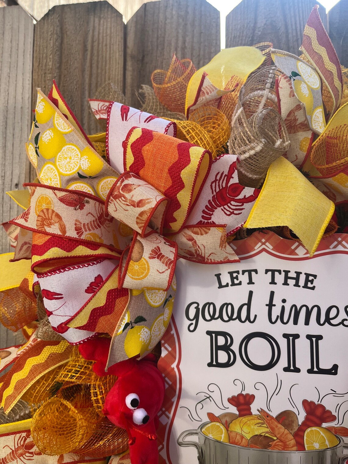 Crawfish Door Wreath, Rustic Crawfish Front Door Decor, Spring Wreath ...