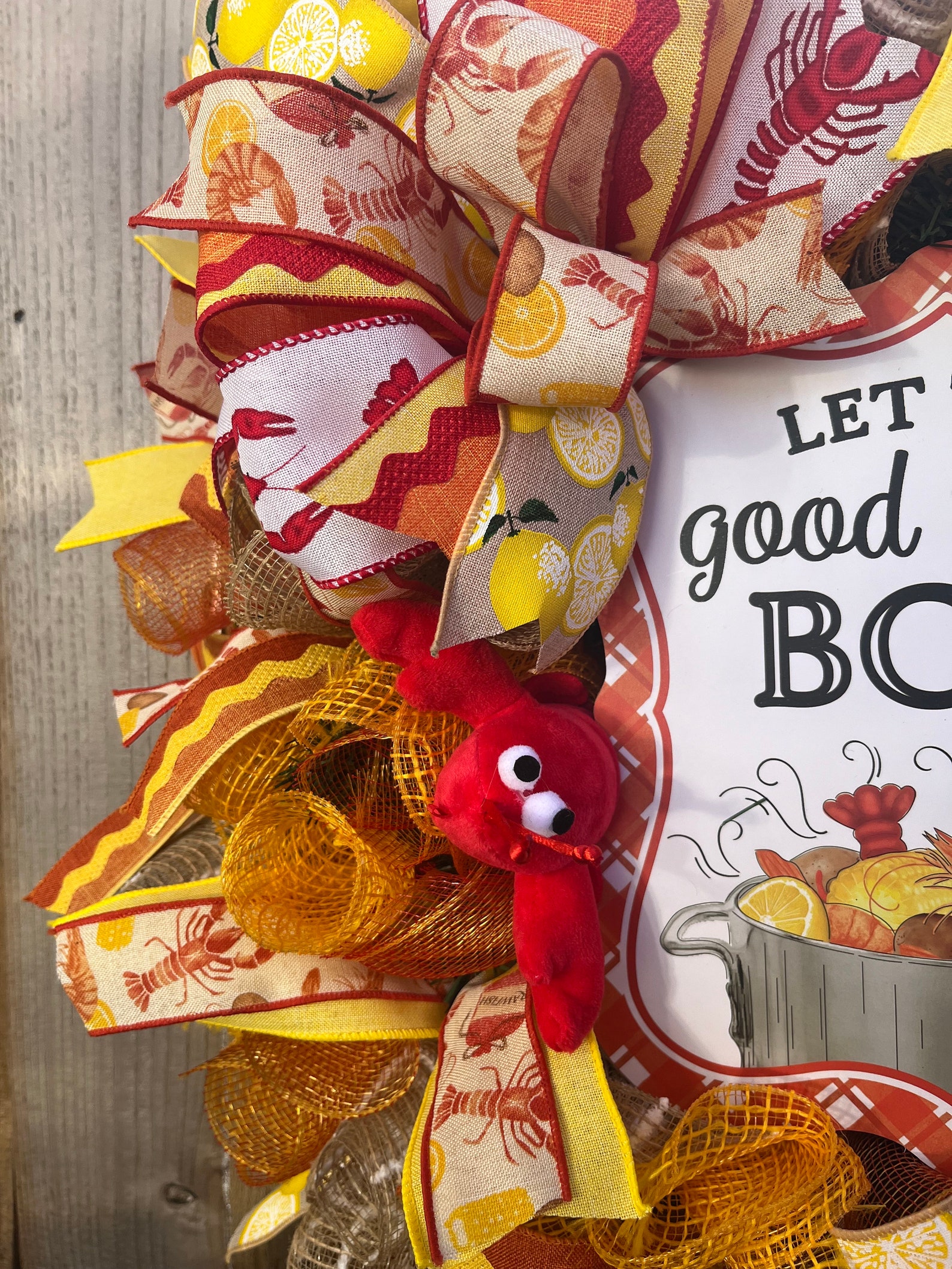 Crawfish Door Wreath, Rustic Crawfish Front Door Decor, Spring Wreath ...