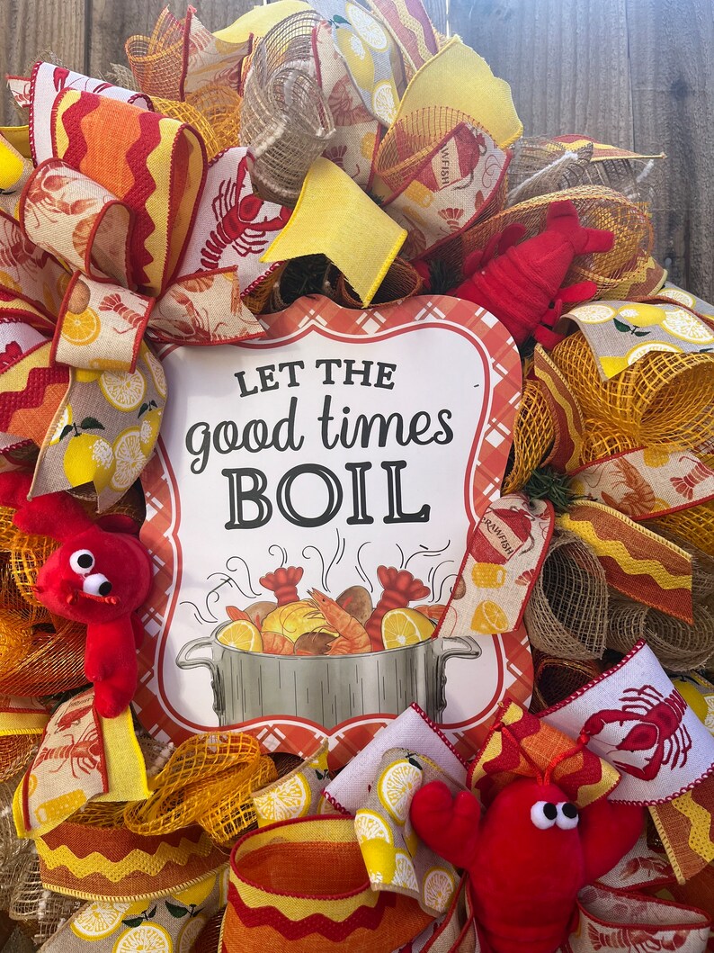 Crawfish Door Wreath, Rustic Crawfish Front Door Decor, Spring Wreath ...