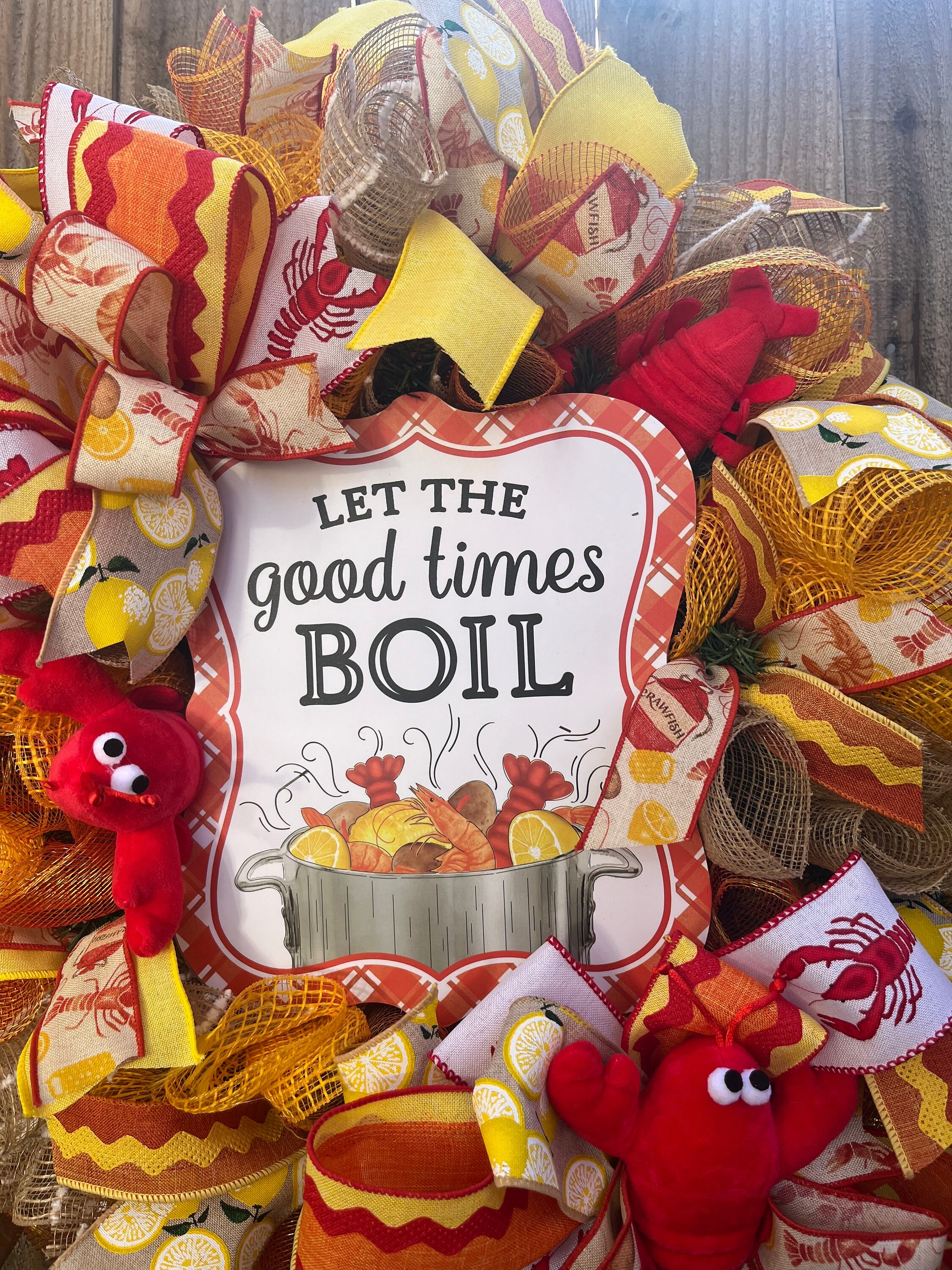 Crawfish Door Wreath, Rustic Crawfish Front Door Decor, Spring Wreath ...