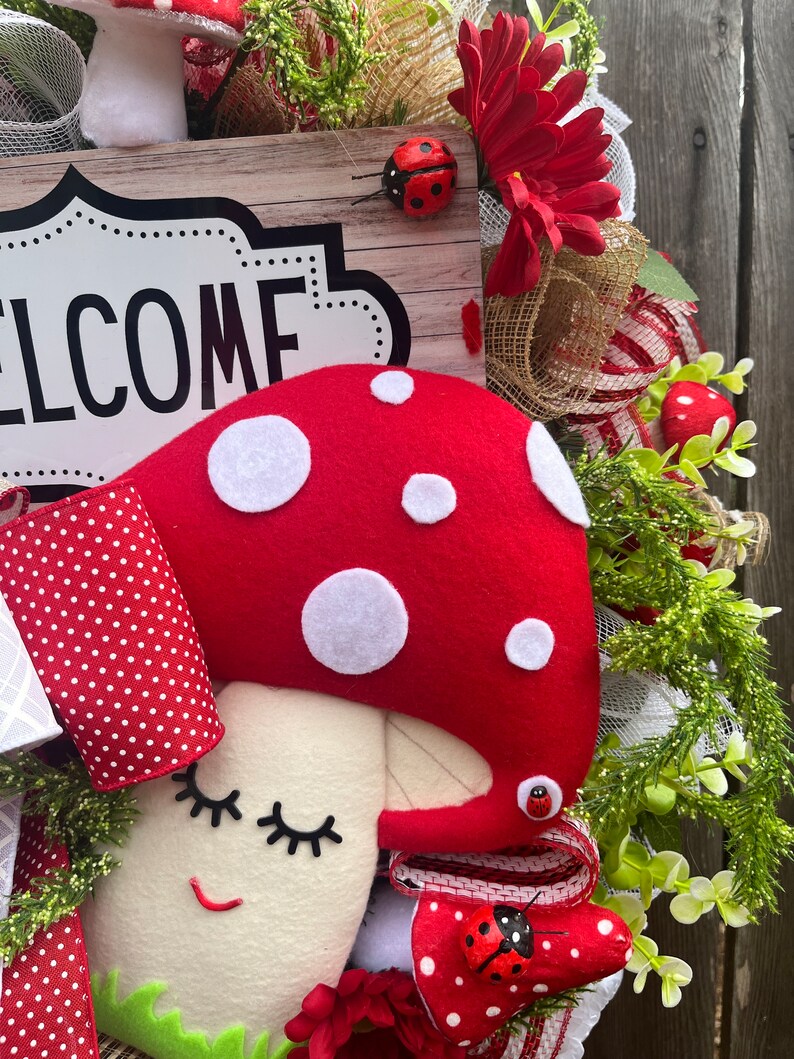 Spring Wreath for the Front Door With Mushrooms, Spring and Summer ...