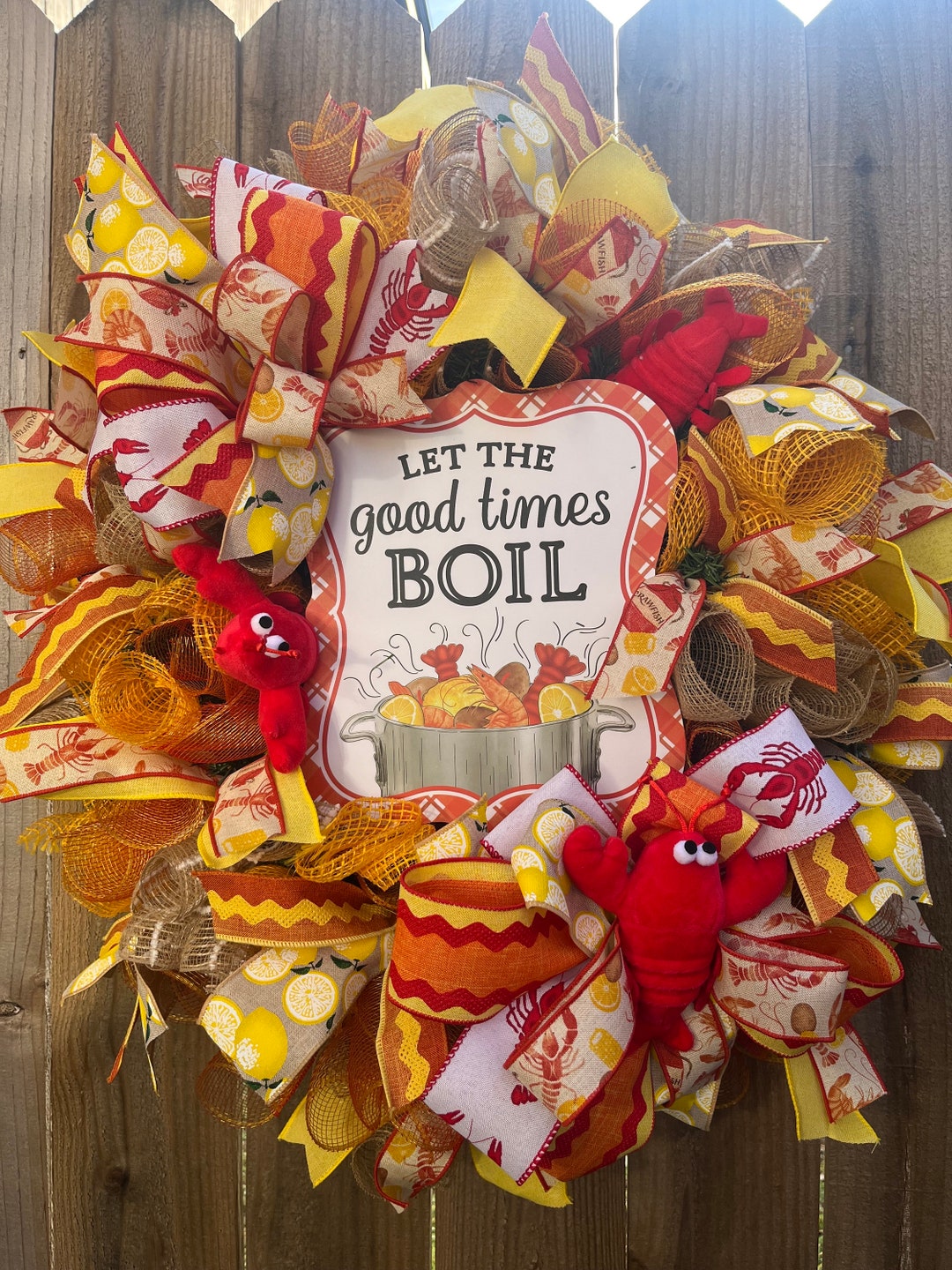 Crawfish Door Wreath, Rustic Crawfish Front Door Decor, Spring Wreath ...
