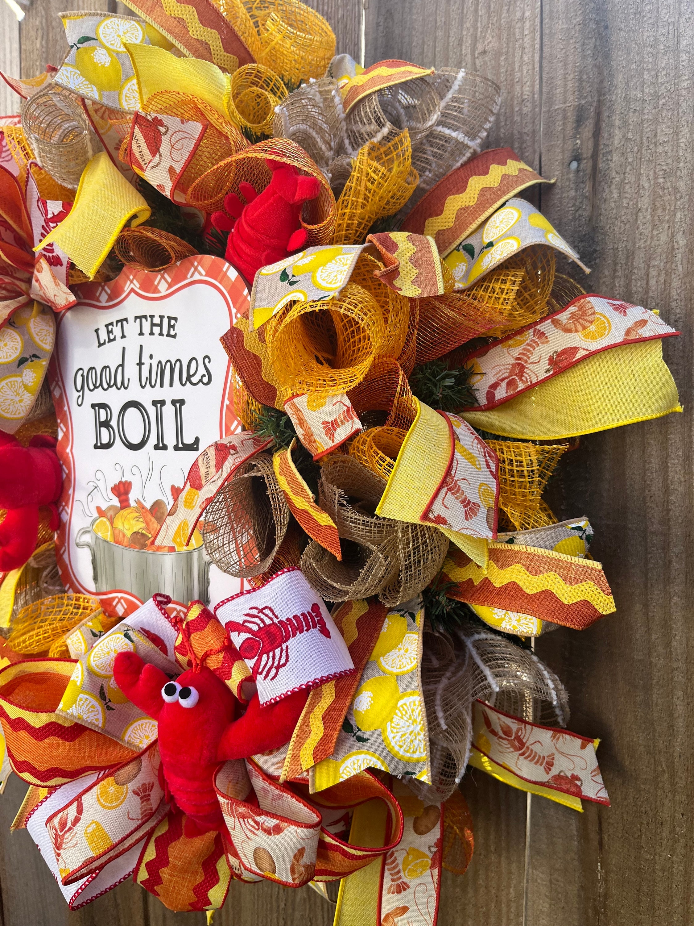 Crawfish Door Wreath, Rustic Crawfish Front Door Decor, Spring Wreath ...