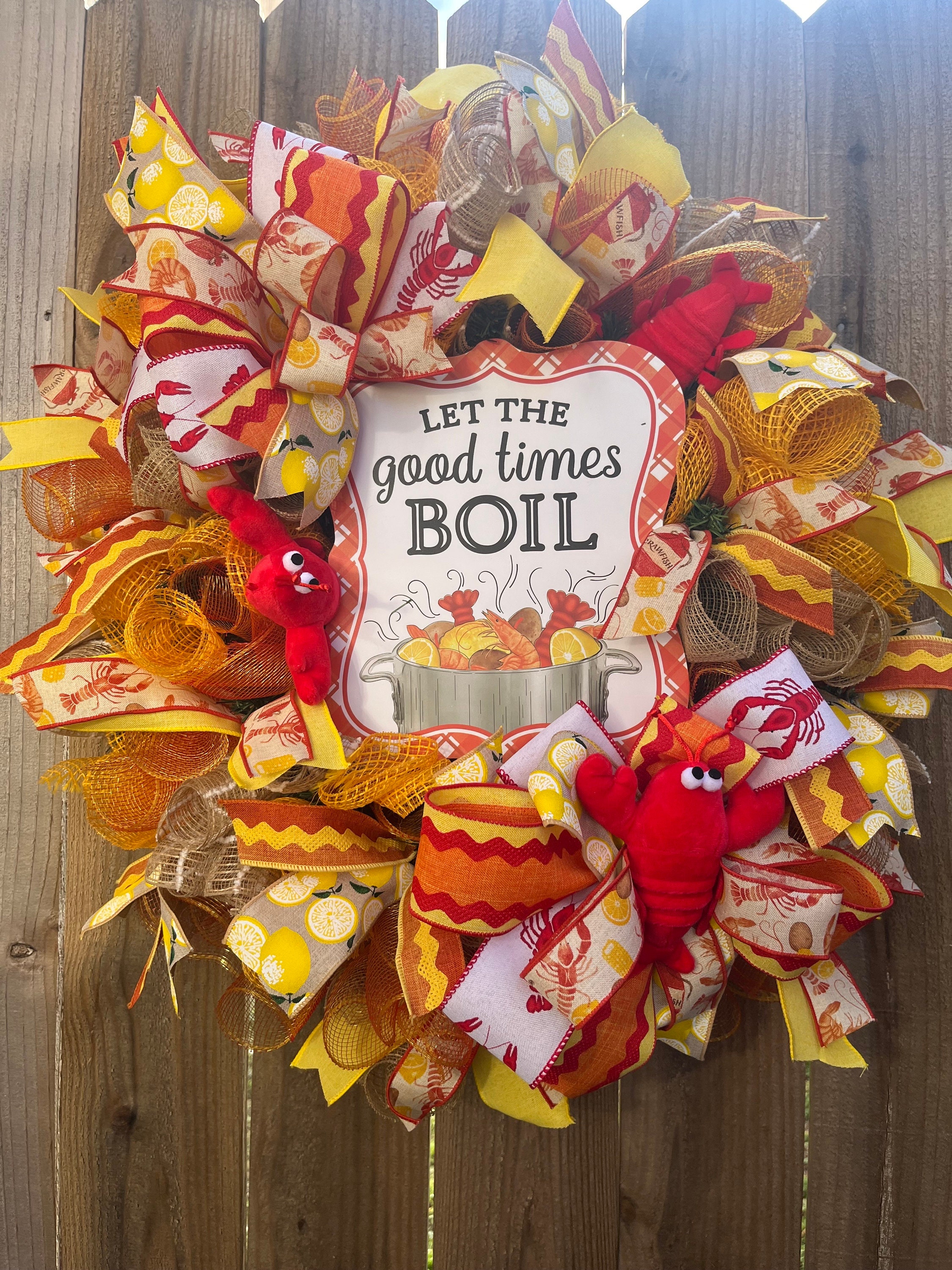 Crawfish Door Wreath, Rustic Crawfish Front Door Decor, Spring Wreath ...