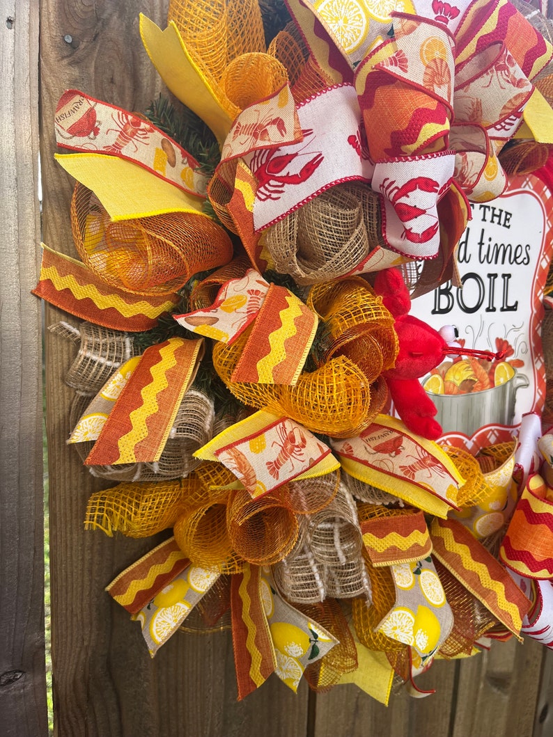 Crawfish Door Wreath, Rustic Crawfish Front Door Decor, Spring Wreath ...