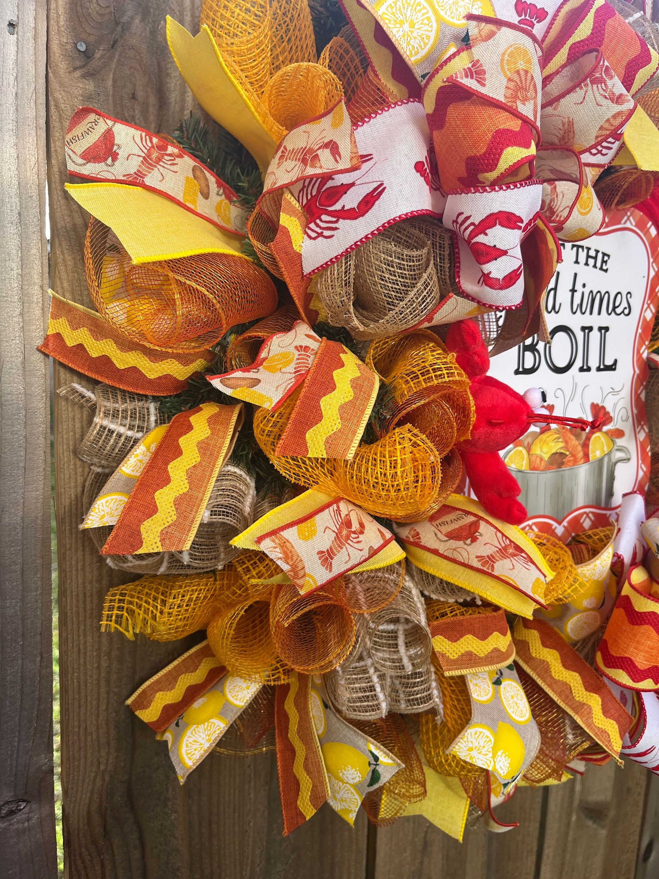 Crawfish Door Wreath, Rustic Crawfish Front Door Decor, Spring Wreath ...