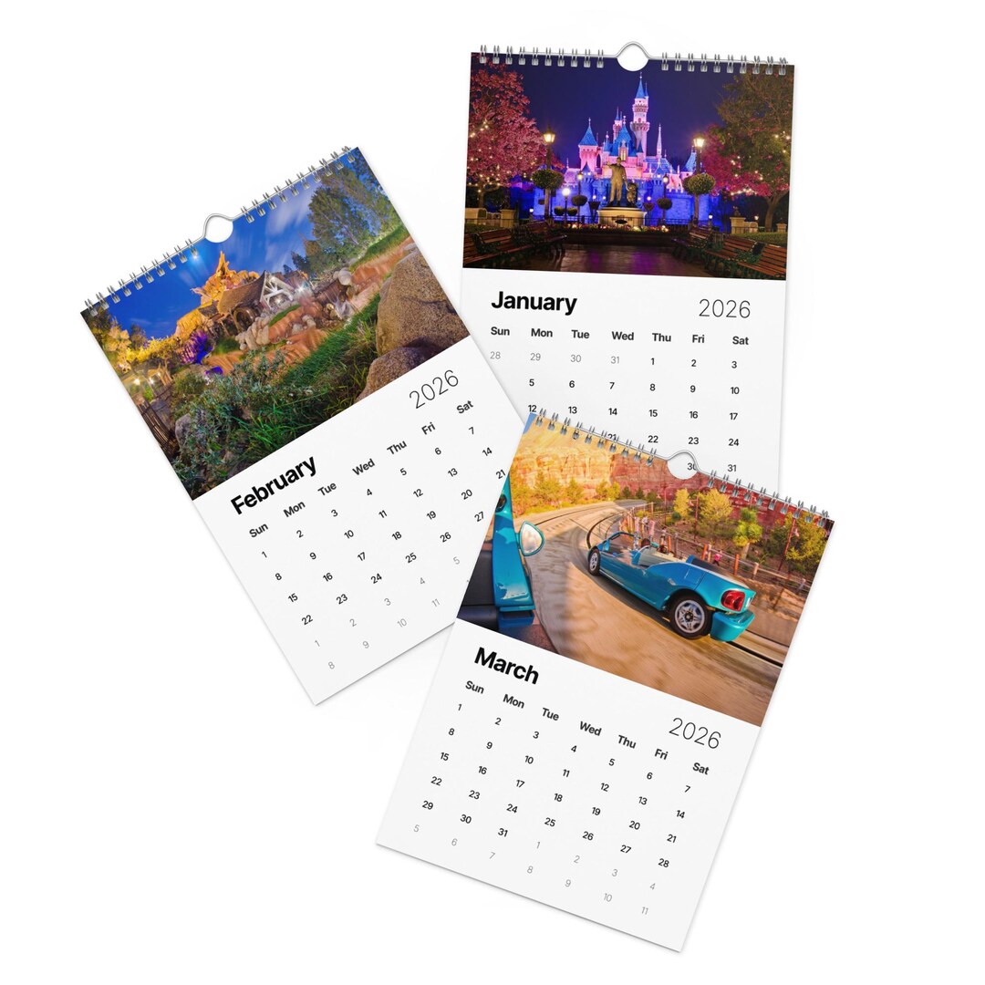 Disneyland DCA Theme Park Scenery Attractions and Icons Wall Calendar ...